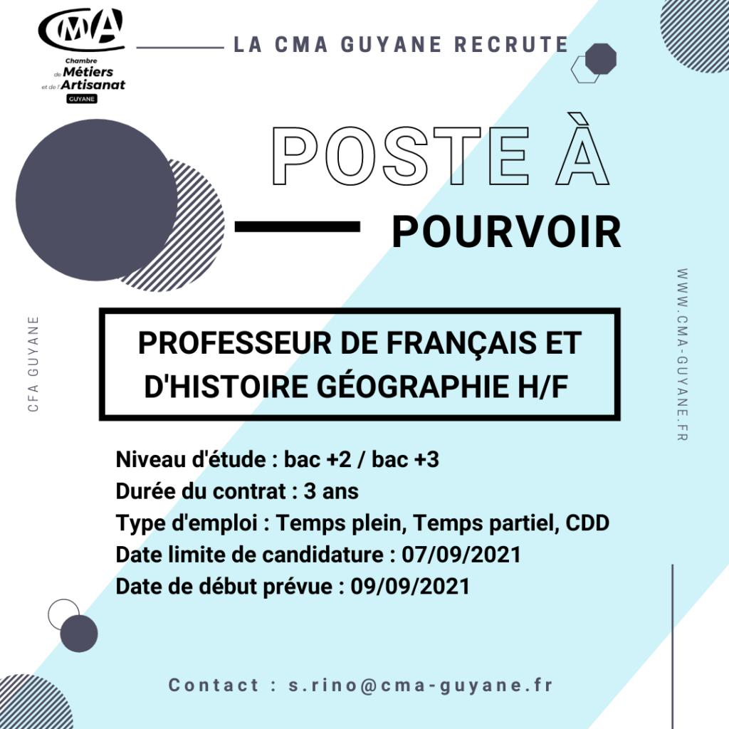 poste à pourvoir (1) – CMA GUYANE